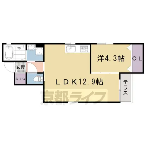 京都府京都市下京区西七条八幡町の建物/京都府京都市下京区、西京極駅徒歩13分の1LDK 38.9㎡[1階]の物件情報 | キャッシュバック賃貸(158461655)